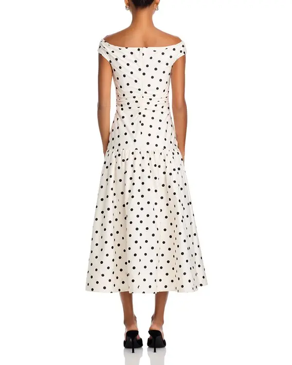 SELF-PORTRAIT Polka Dot Cotton Midi Dress