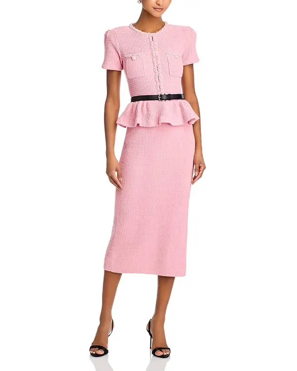knee length dresses for ladies Drop Waist Peplum Midi Dress – Endless Rose main image 0