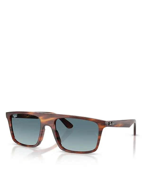 Ray-ban Square Frame Sunglasses - Striped Havana/blue Grey