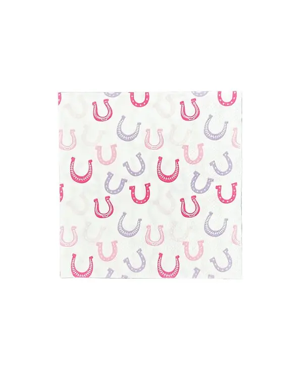 JOLLITY & CO Pony Tales Cowgirl Horseshoe Print Petite Paper Napkins, Set Of 16 - Multicolor