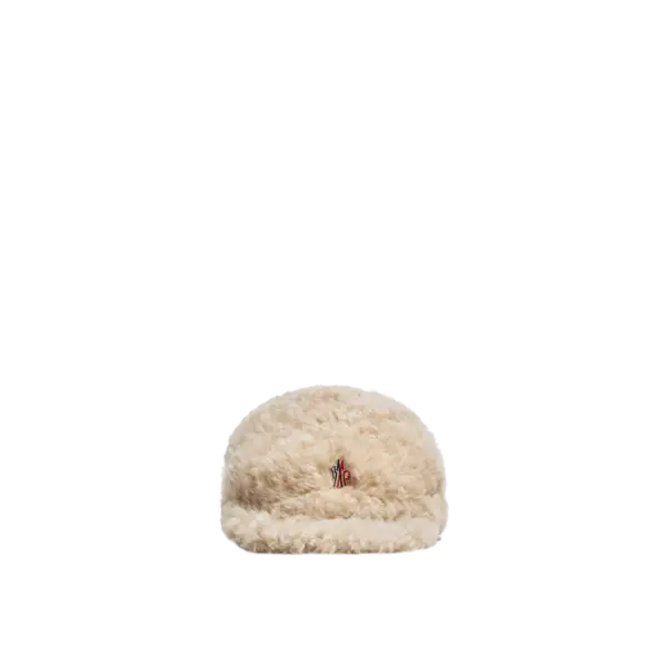 Moncler Shearling Cap With Gore-tex Trim - White
