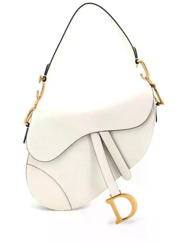 Dior Saddle Handbag Leather Medium Shoulder Bag - White