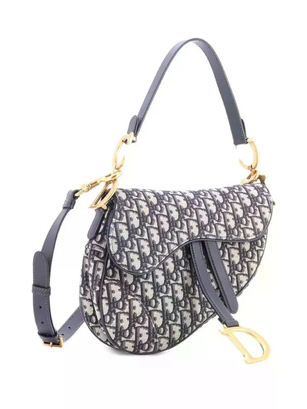 Dior Saddle Oblique Canvas Shoulder Bag With Strap - Blue