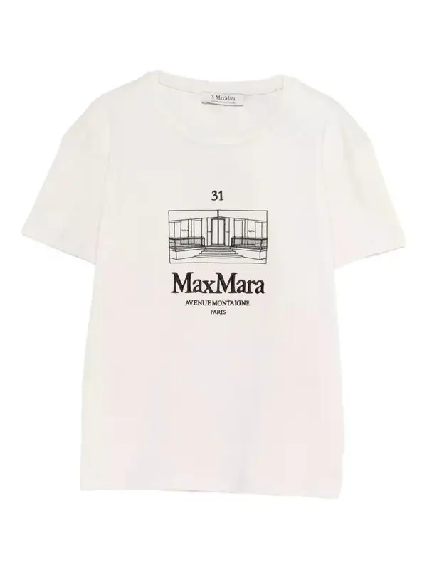 Max Mara Embroidered T-shirt - Neutrals