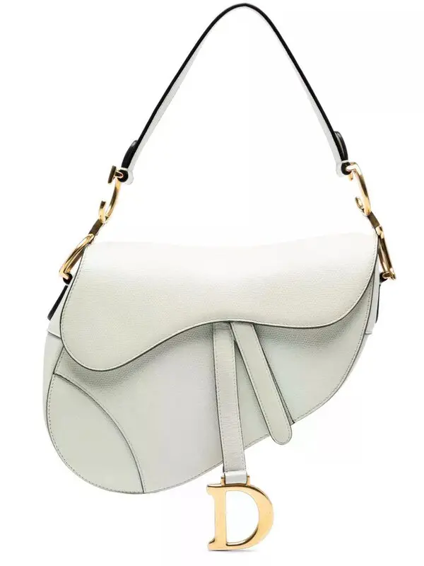 Dior 2018 Grained Calfskin Saddle Bag - White
