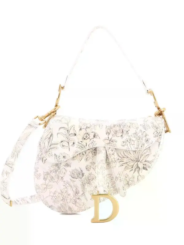 Dior Saddle Bag With Strap Printed Leather Medium Shoulder Bag - Multicolour