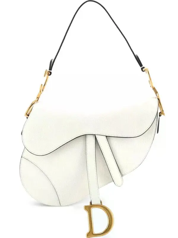 Dior Saddle Handbag Leather Medium Shoulder Bag - White