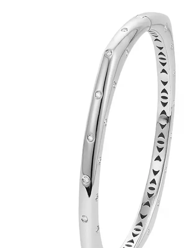 FULLORD 18k White Gold Diamond Bangle Bracelet