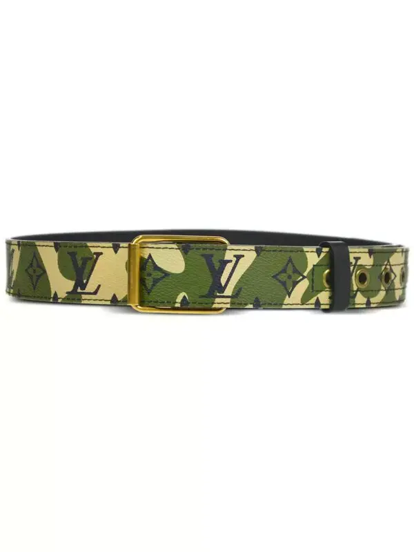 LOUIS VUITTON X Takashi Murakami Monogramouflage Canvas Belt - Green