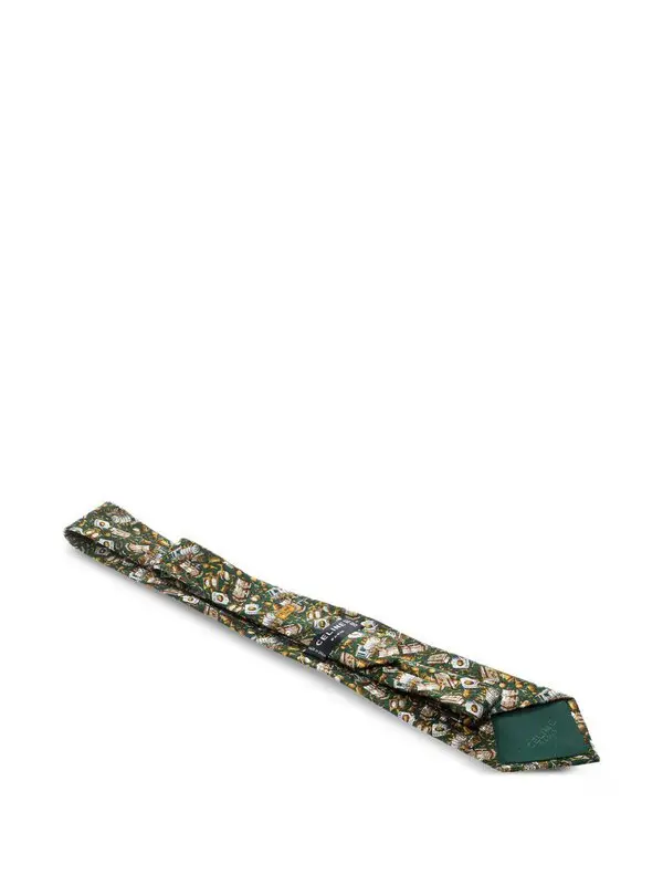 Celine Printed Silk Neck Tie