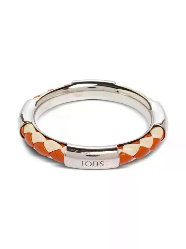 TOD'S Leather Woven Bracelet - Silver