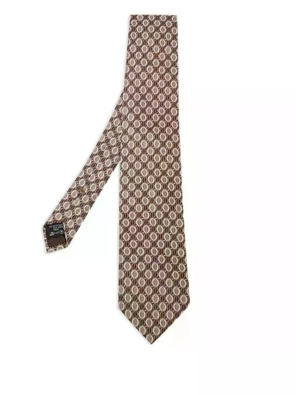 Ermenegildo Zegna Geometric-pattern Neck Tie - Brown