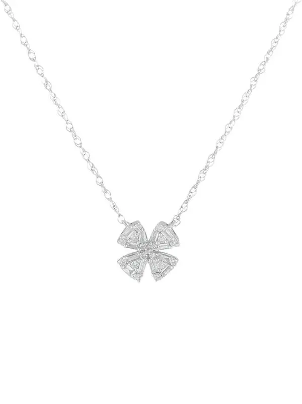 LB EXCLUSIVE 14k White Gold Diamond Clover Pendant Necklace - Silver