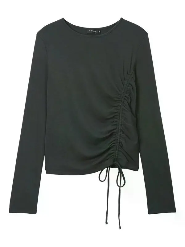 TOUT A COUP Tie Detail Gathered Top - Grey