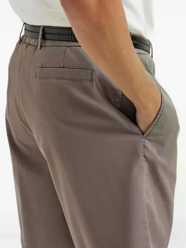Brunello Cucinelli Garment-dyed Cotton Shorts - Brown
