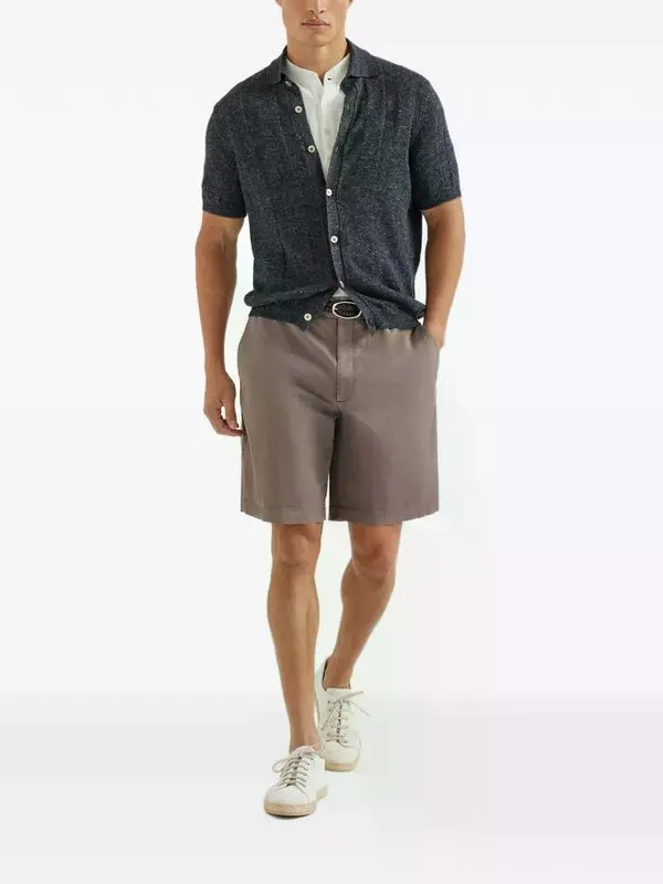 Brunello Cucinelli Garment-dyed Cotton Shorts - Brown