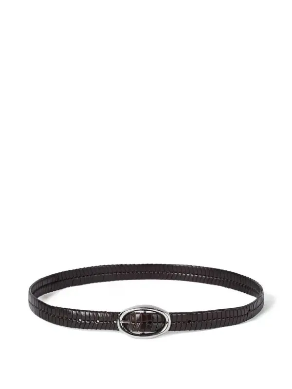 Brunello Cucinelli Braided Belt With Oval Buckle - Brown