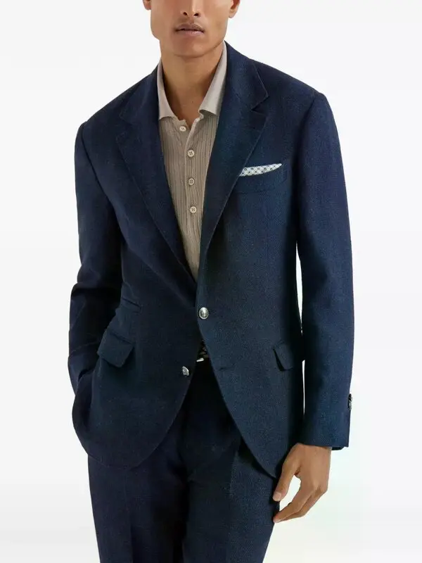 Brunello Cucinelli Notched-lapels Blazer - Blue