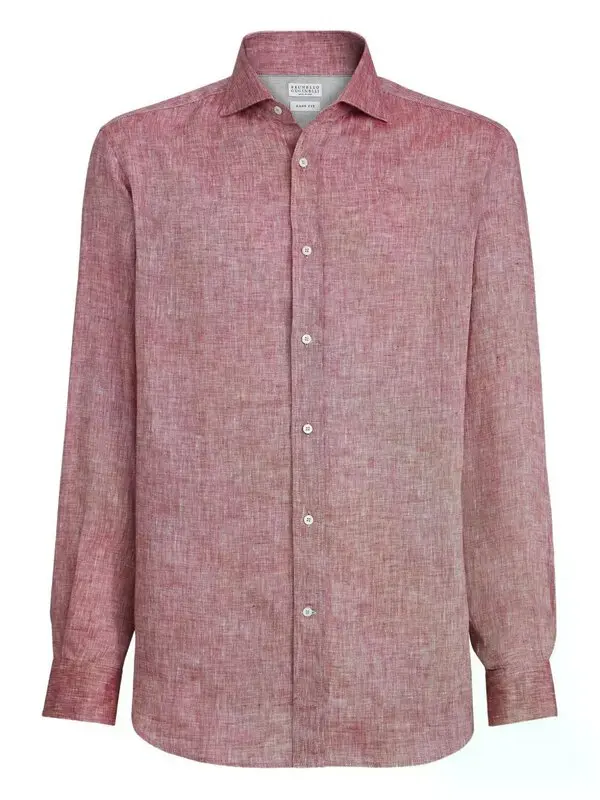 Brunello Cucinelli Spread-collar Linen Shirt - Red