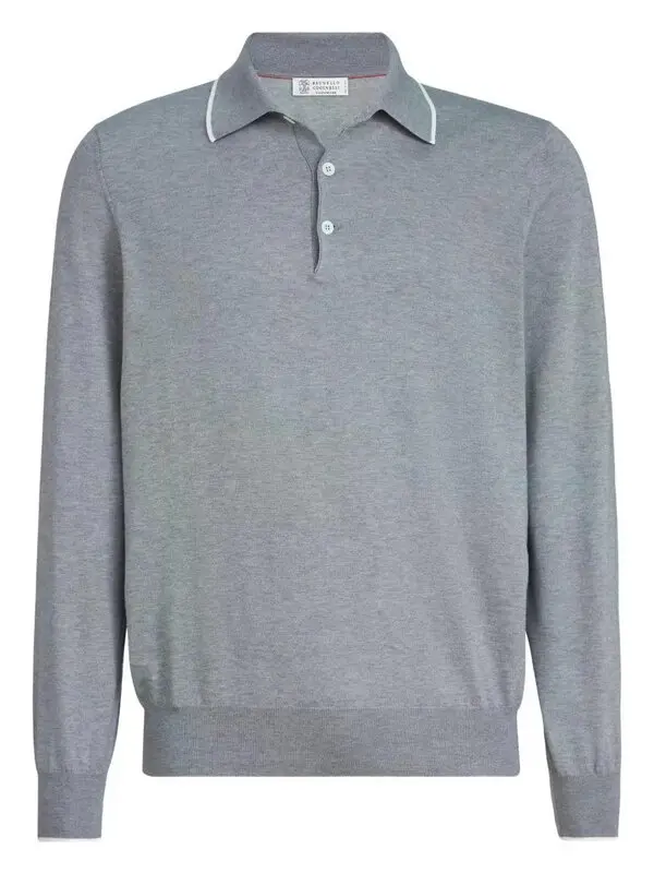 Brunello Cucinelli Long-sleeve Button-fastening Polo Shirt - Grey