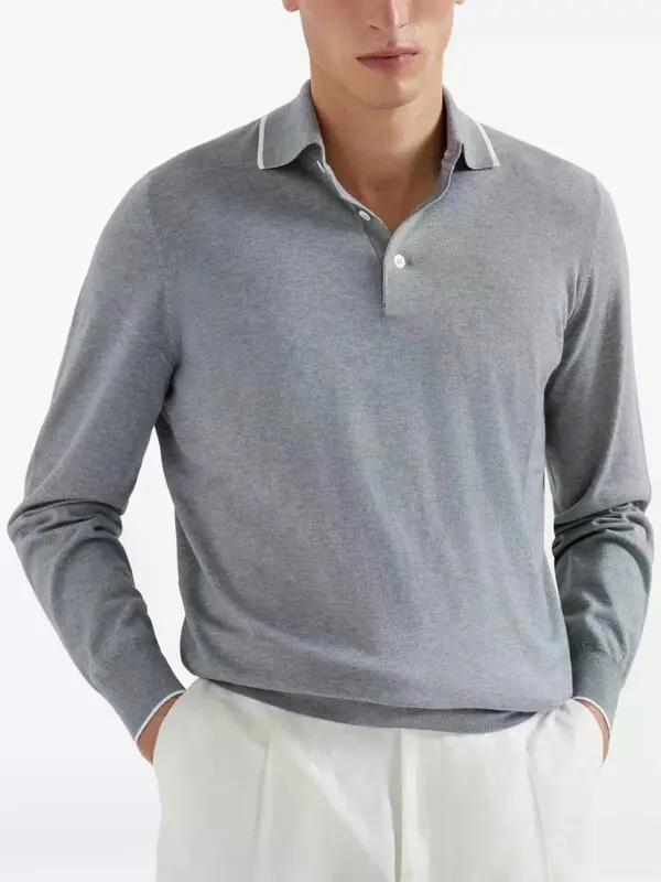 Brunello Cucinelli Long-sleeve Button-fastening Polo Shirt - Grey