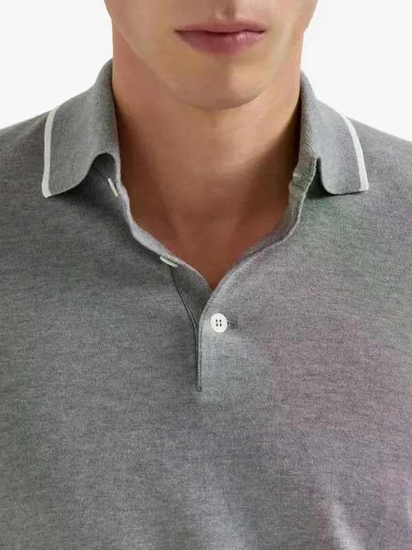 Brunello Cucinelli Long-sleeve Button-fastening Polo Shirt - Grey