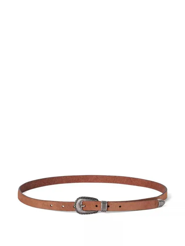Brunello Cucinelli Reversed Tip Calf Leather Belt - Brown