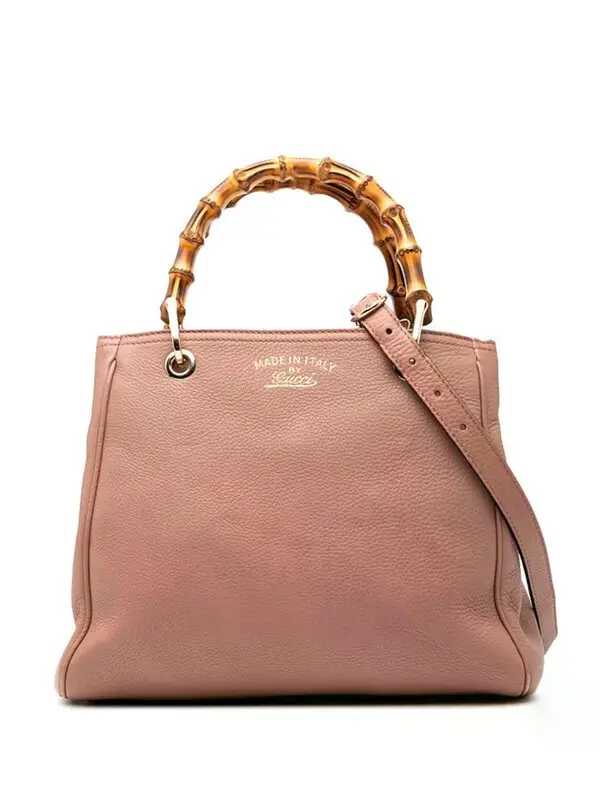 Gucci 2000-2015 Small Calfskin Bamboo Shopper Satchel - Pink