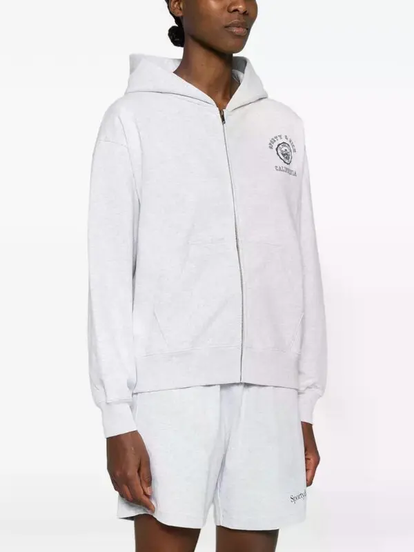 SPORTY & RICH California Emblem Zip-up Hoodie - Grey