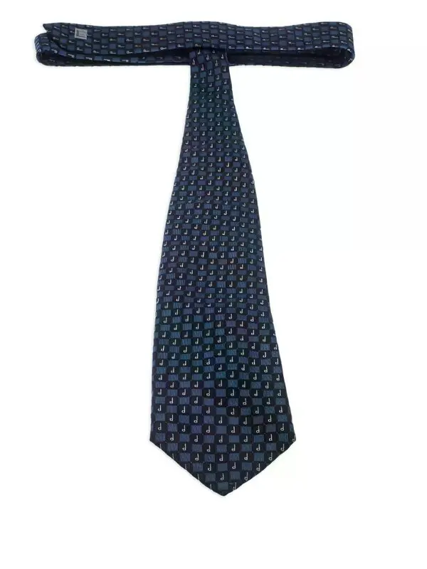 Dunhill 1990s Jacquard-pattern Neck Tie - Blue