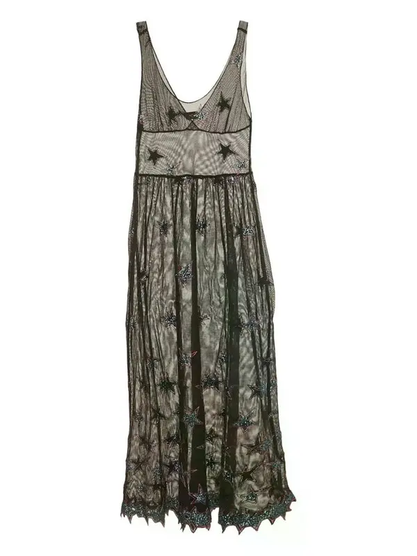 FLEUR DU MAL Star-embroidered Mesh Dress