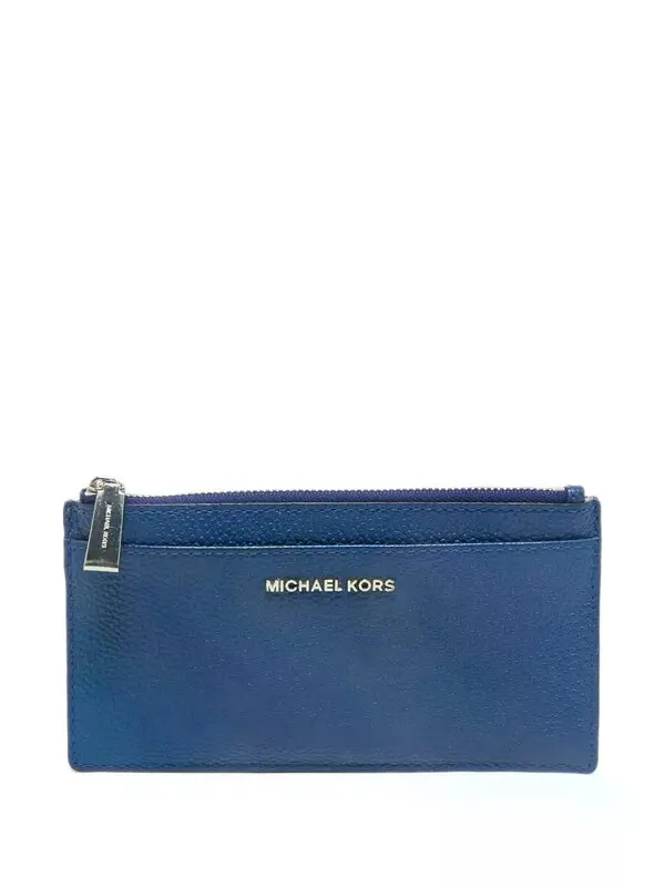 Michael Kors Leather Zip Card Holder - Blue