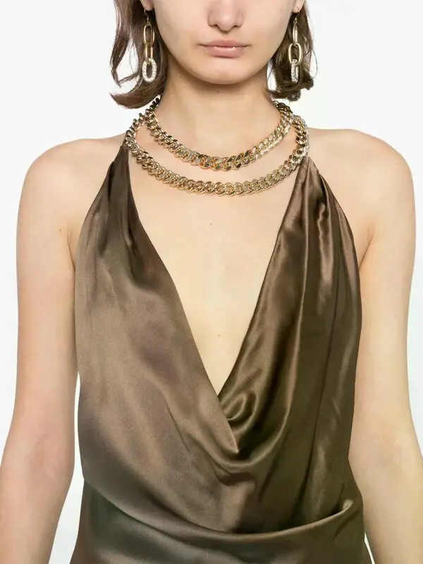 Michelle Mason Draped Halterneck Dress - Brown