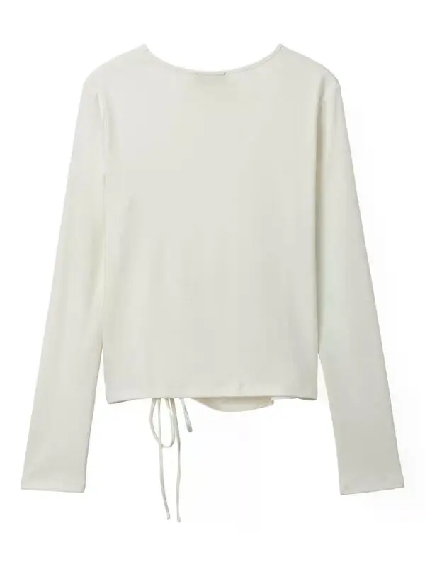 TOUT A COUP Ruched Drawstring Top - Neutrals
