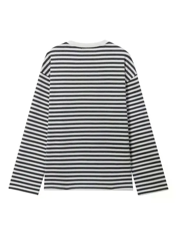 MINI CREAM Striped Appliqué T-shirt - White