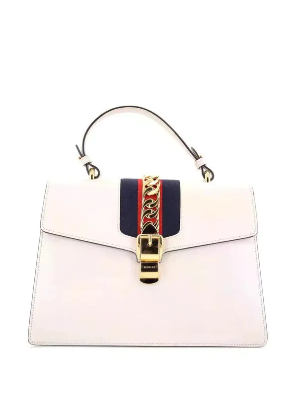 Gucci Sylvie Top Handle Medium Satchel - White