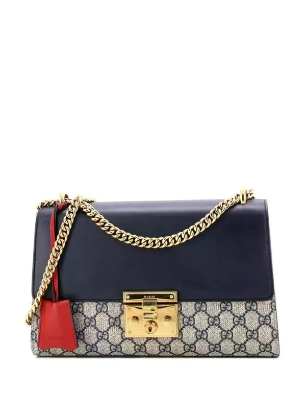 Gucci Padlock Gg Coated Canvas And Leather Medium Shoulder Bag - Blue