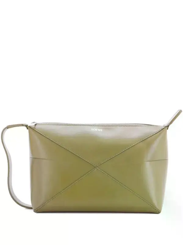 Loewe Puzzle Fold Leather Wash Bag - Green