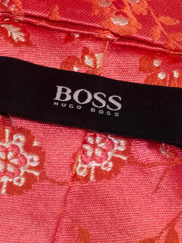 Hugo Floral Print Silk Neck Tie - Pink