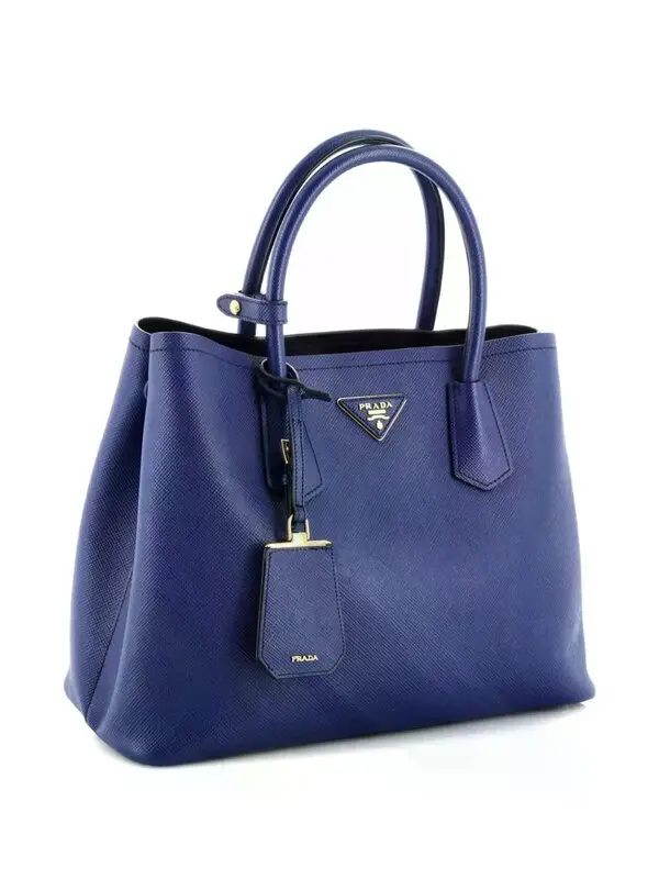 Prada Cuir Double Saffiano Leather Medium Tote Bag - Blue