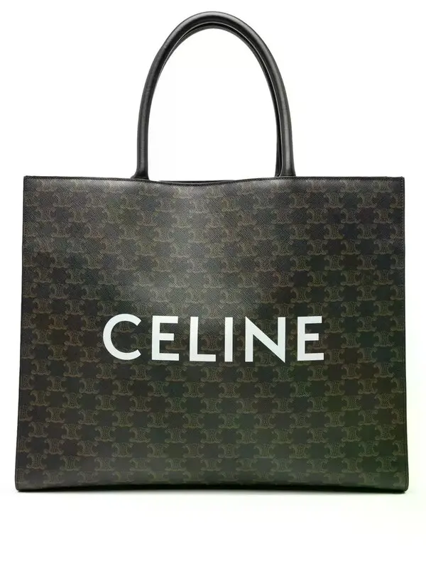Celine 2021 Medium Triomphe Coated Canvas Cabas Horizontal Tote Bag