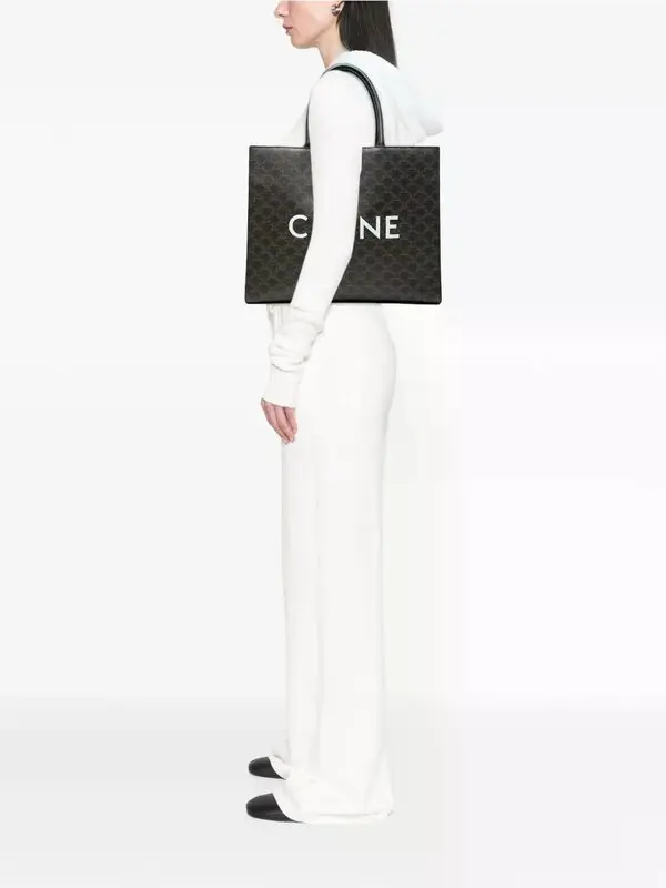 Celine 2021 Medium Triomphe Coated Canvas Cabas Horizontal Tote Bag