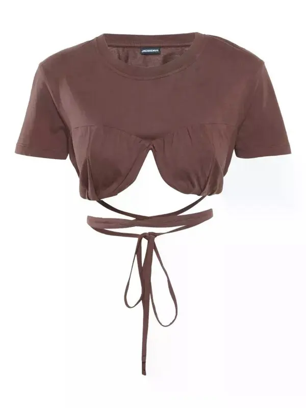 Jacquemus Tie-front Crop T-shirt - Brown