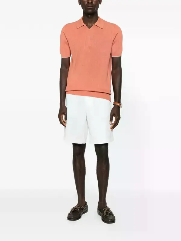 Brunello Cucinelli V-neck Ribbed T-shirt - Orange