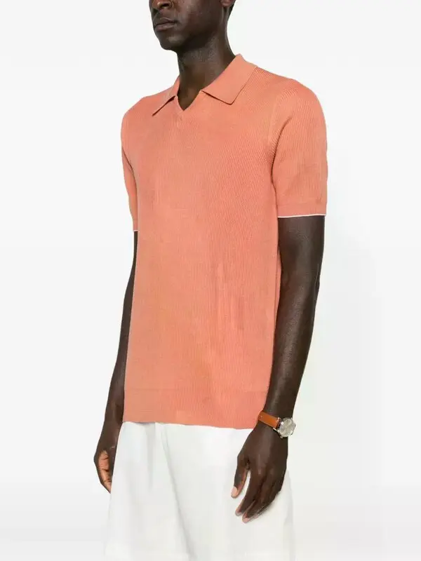 Brunello Cucinelli V-neck Ribbed T-shirt - Orange