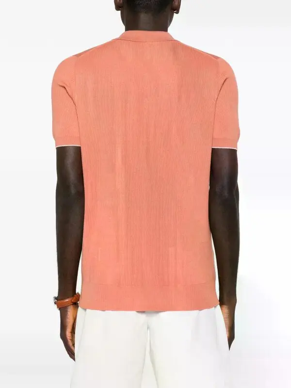Brunello Cucinelli V-neck Ribbed T-shirt - Orange