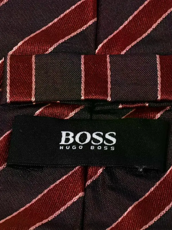 BOSS Striped Silk Neck Tie - Brown