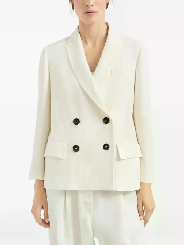 Brunello Cucinelli Monili-detail Double-breasted Blazer - Neutrals