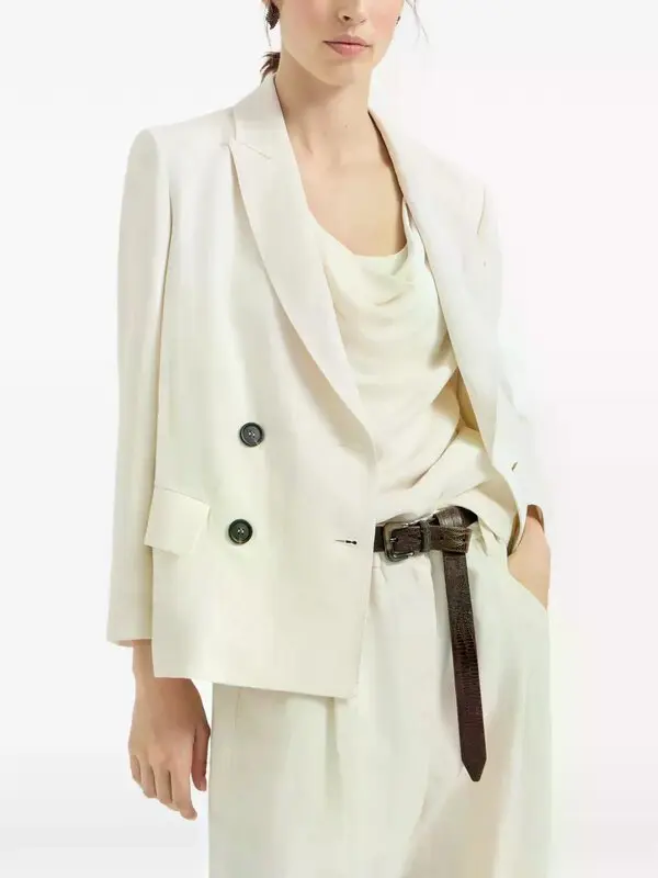 Brunello Cucinelli Monili-detail Double-breasted Blazer - Neutrals