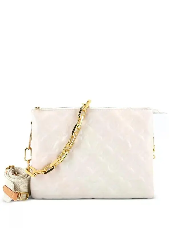LOUIS VUITTON Coussin Pm Crossbody Bag Monogram Embossed Lambskin - White